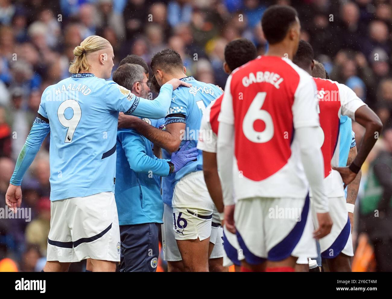 Manchester City's Rodri appears injured before being substituted during ...