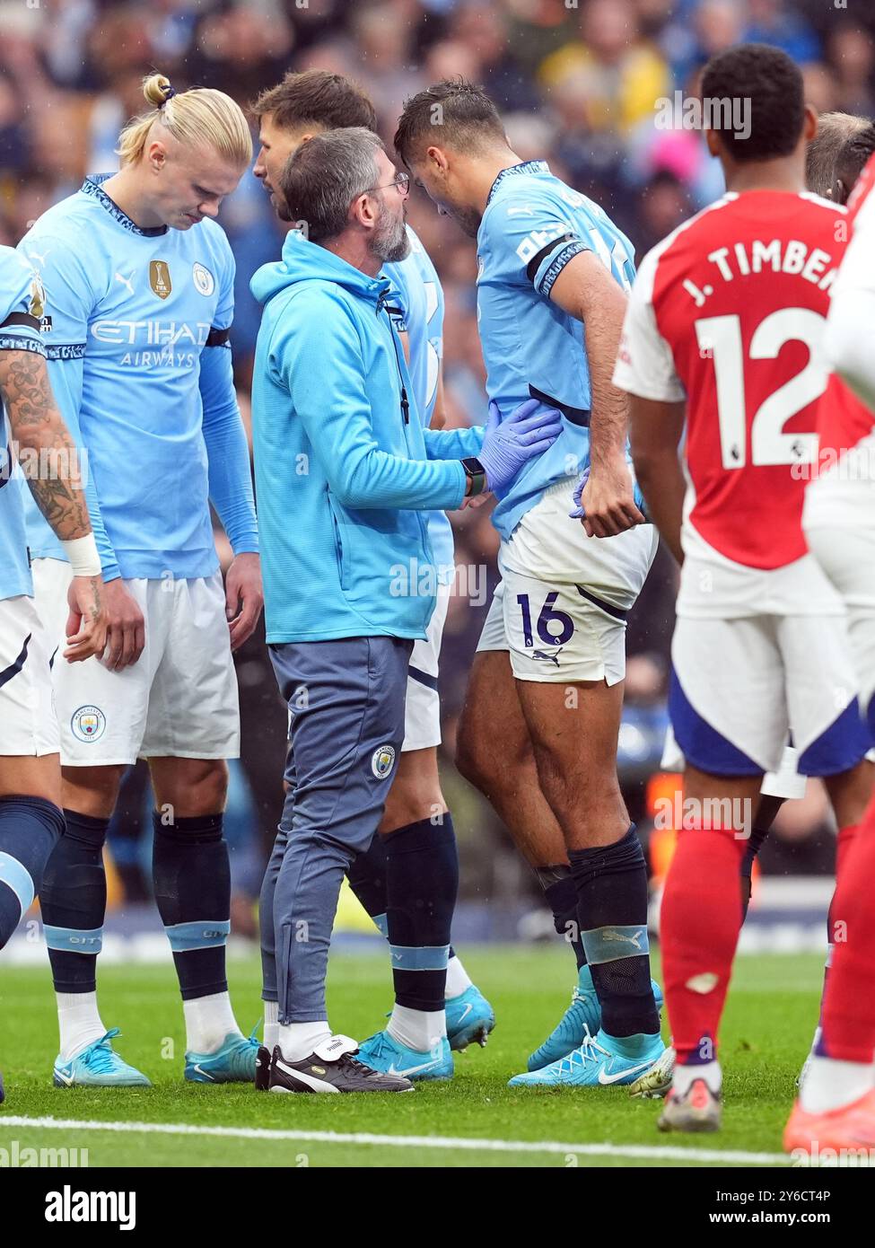 Manchester City's Rodri appears injured before being substituted during ...
