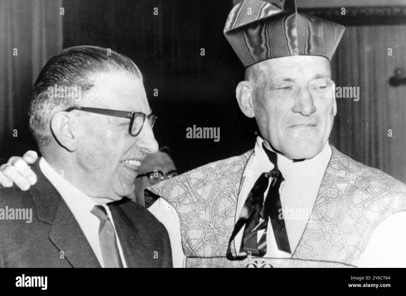 IRISH PREMIER SEAN LEMASS WITH CARDINAL RICHARD CUSHING IN BOSTON ...