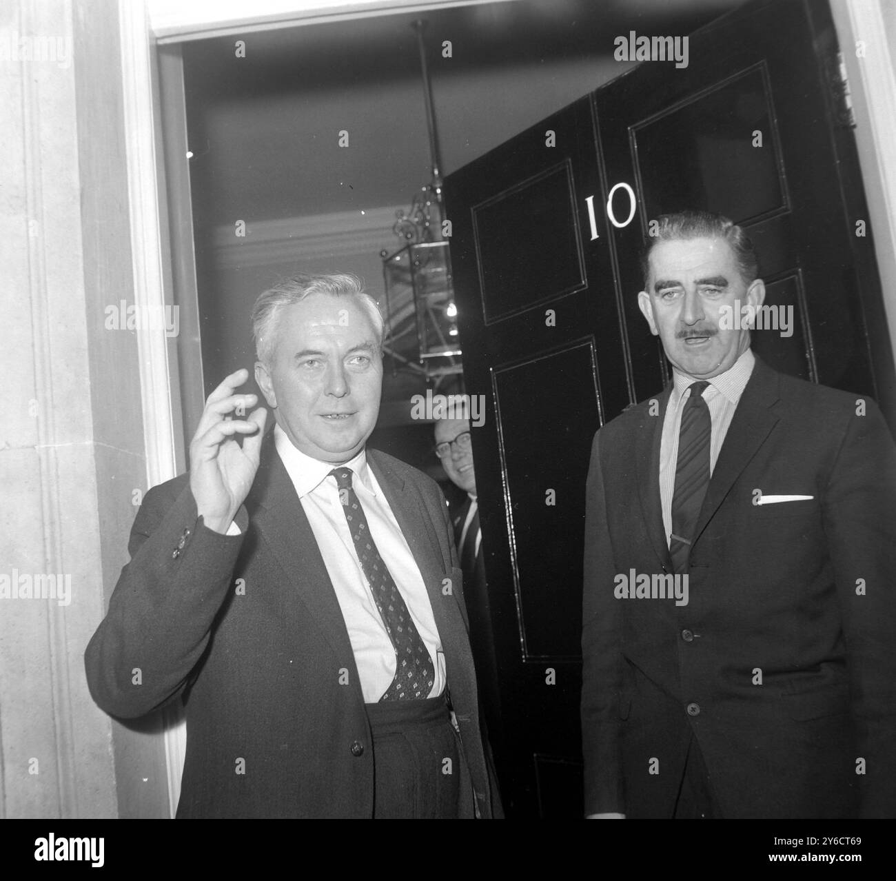 HERBERT BOWDEN AND HAROLD WILSON AT NO 10 DOWNING STREET IN LONDON ...