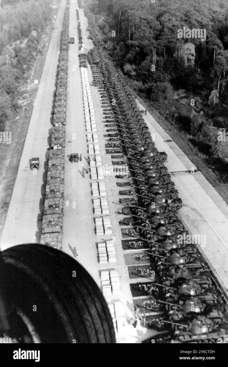 US ARMY OPERATION BIG LIFT - TANKS IN LANDSTUHL, GERMANY ; 21 OCTOBER ...