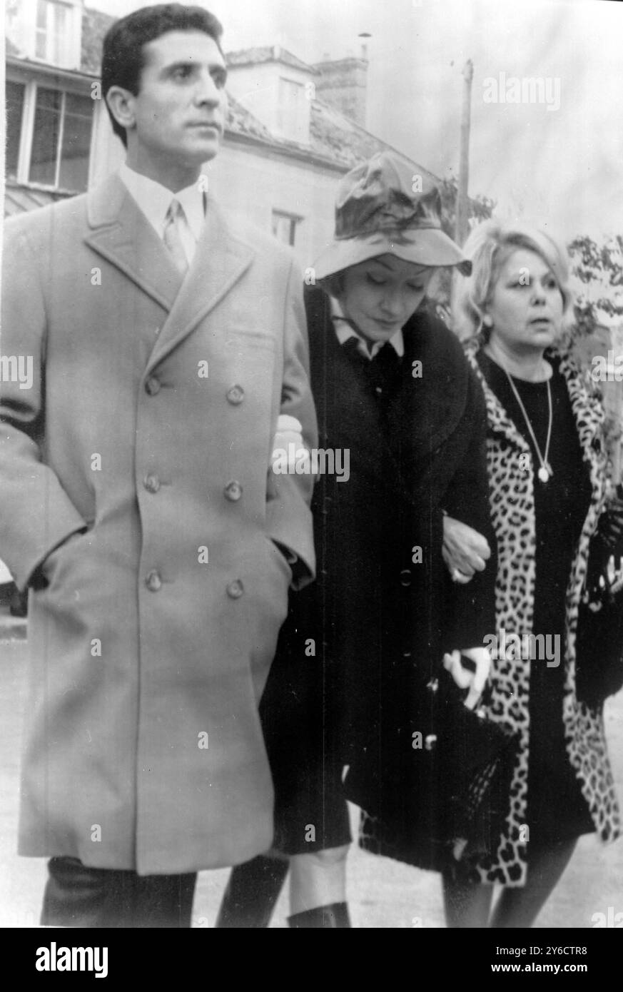 FUNERAL OF JEAN COCTEAU SINGER WITH GILBERT BECAUD, HIS WIFE AND ...
