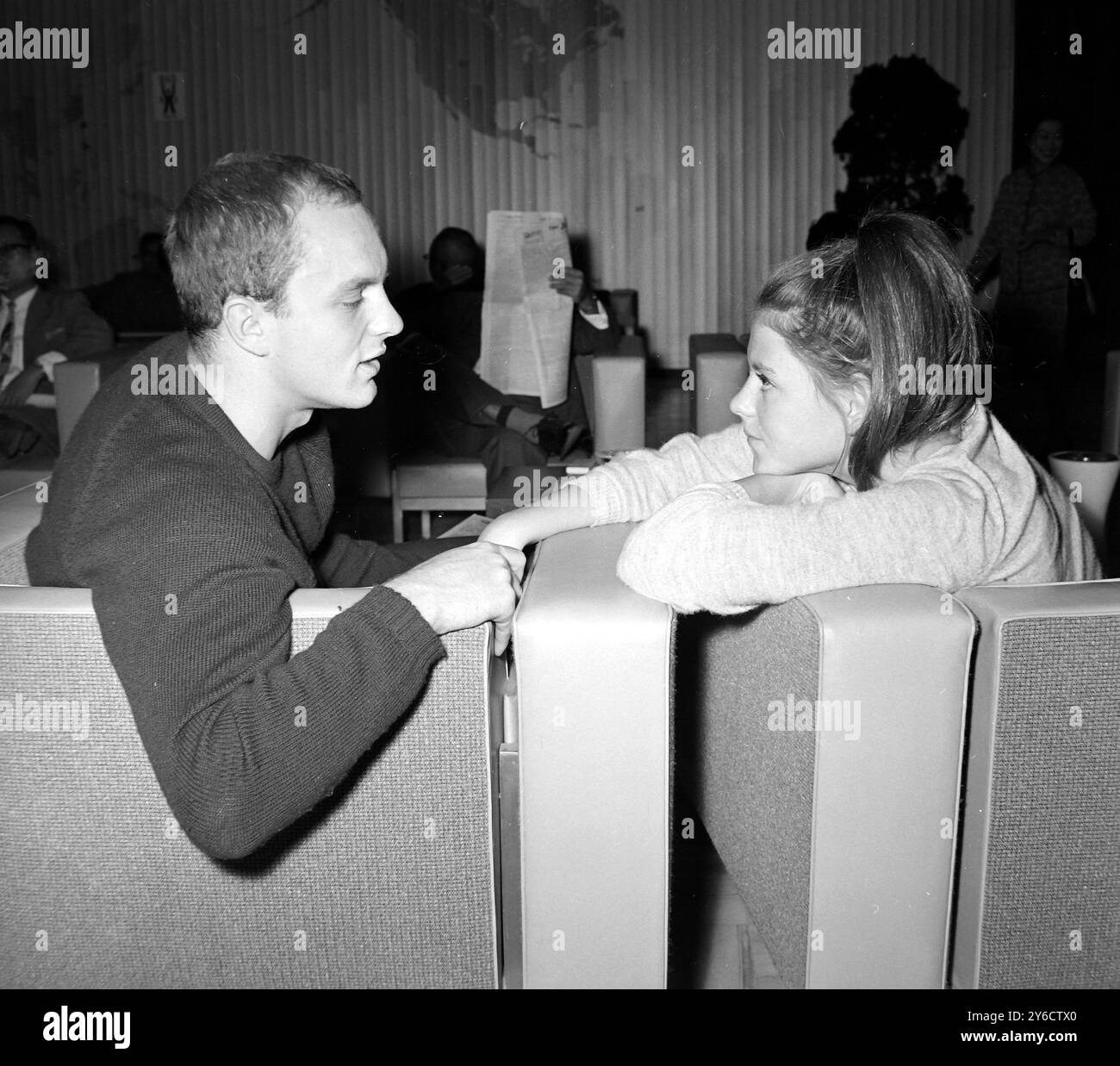 GERMAN SWIMMER HANS KLEIN WITH SWEDISH ELIZABETH LJUNGGREN IN TOKYO ...