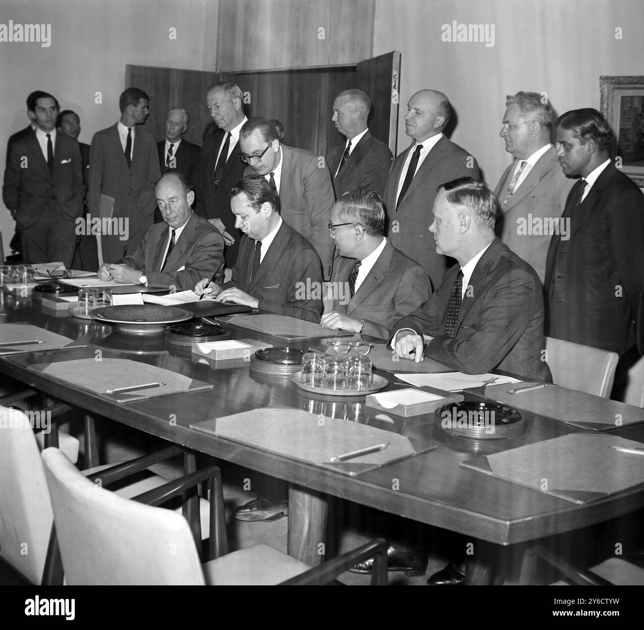 NUCLEAR PARTIAL BAN TREATY SIGNED BY ADLAI STEVENSON, NIKOLAI FEDERENKO ...