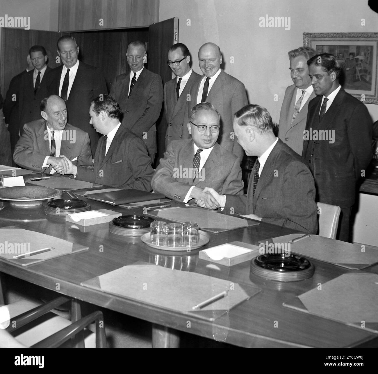 NUCLEAR PARTIAL BAN TREATY SIGNED BY ADLAI STEVENSON, NIKOLAI FEDERENKO ...