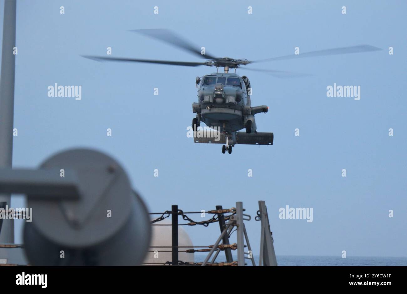 NORTHERN PACIFIC (Sept. 17, 2024) An MH-60R Seahawk positions for a ...