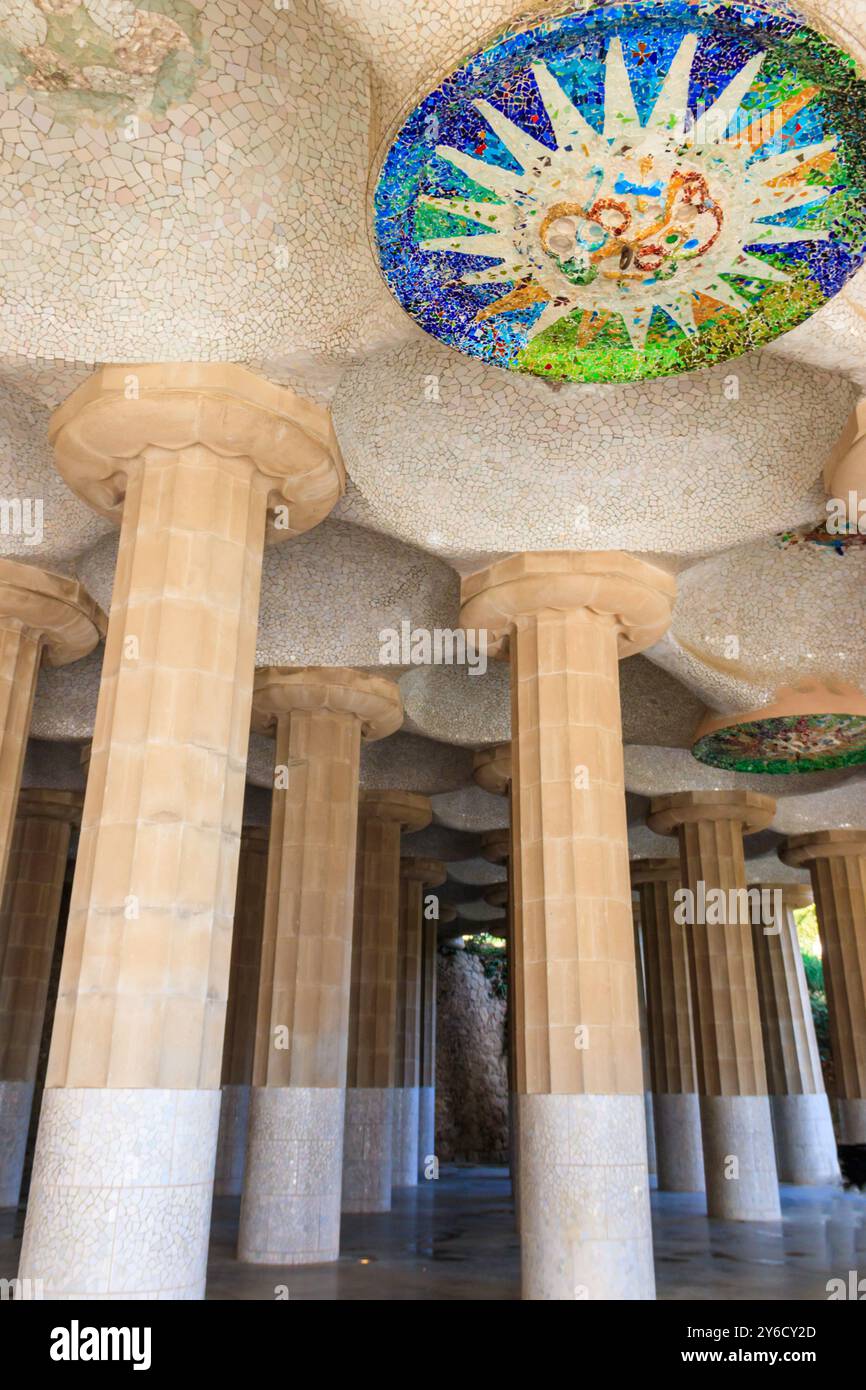 Columns of Hypostyle Room in Park Guell, Barcelona, Spain Stock Photo ...