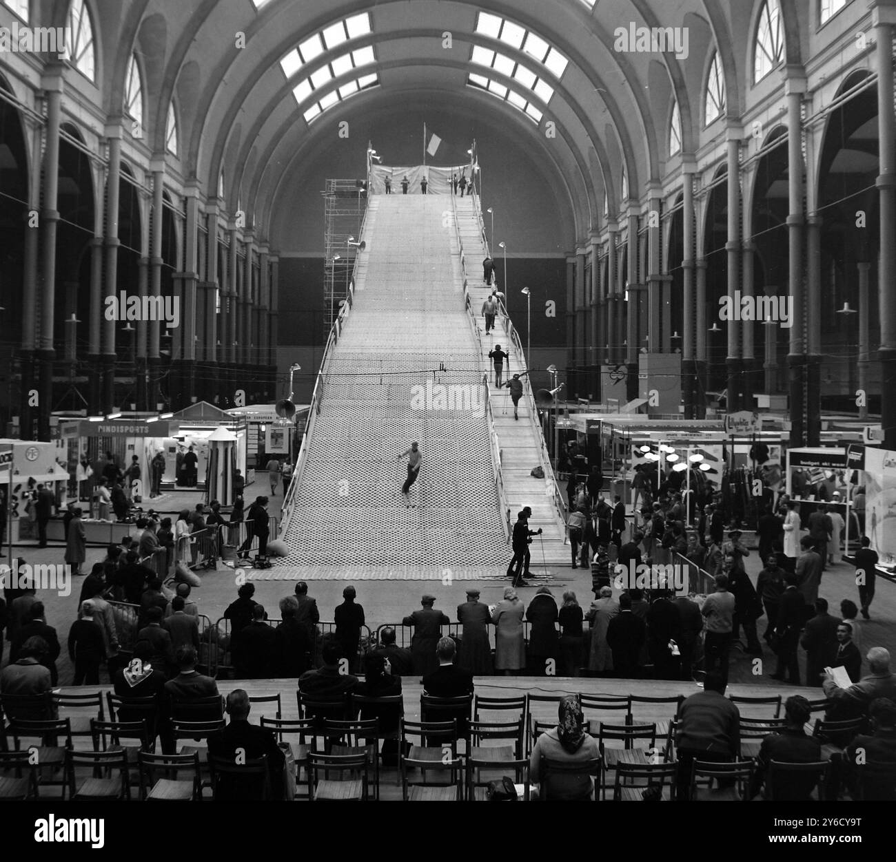 A VIEW OF SKI RUN SLOPE AT ALEXANDRA PALACE IN LONDON ; 3 OCTOBER 1963 ...