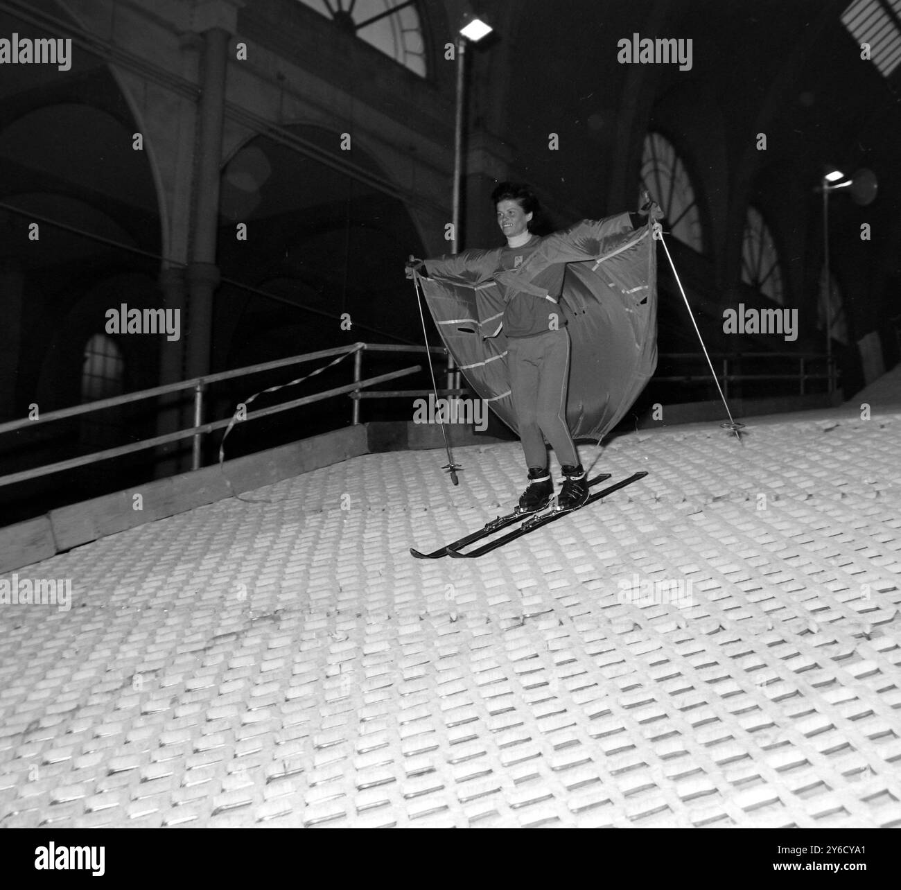 A VIEW OF SKI RUN SLOPE AT ALEXANDRA PALACE IN LONDON ; 3 OCTOBER 1963 ...