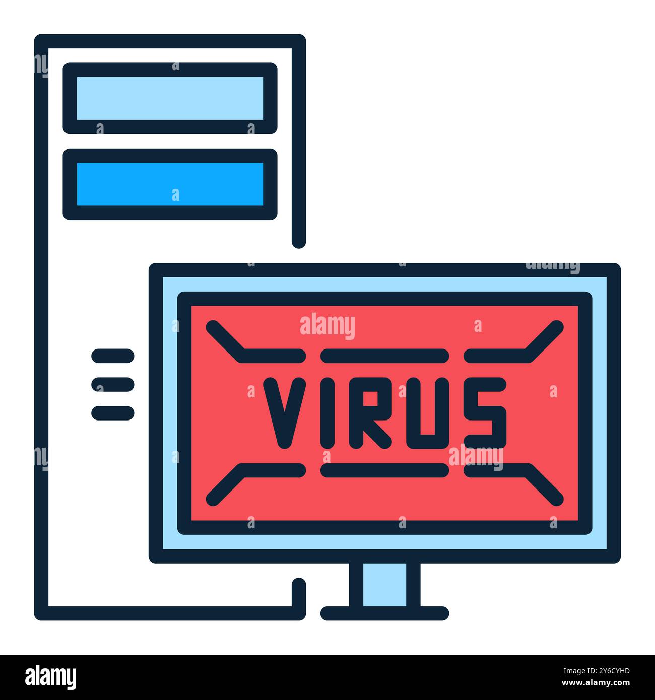 Desktop PC and Virus vector Viruses concept colored icon or sign Stock ...