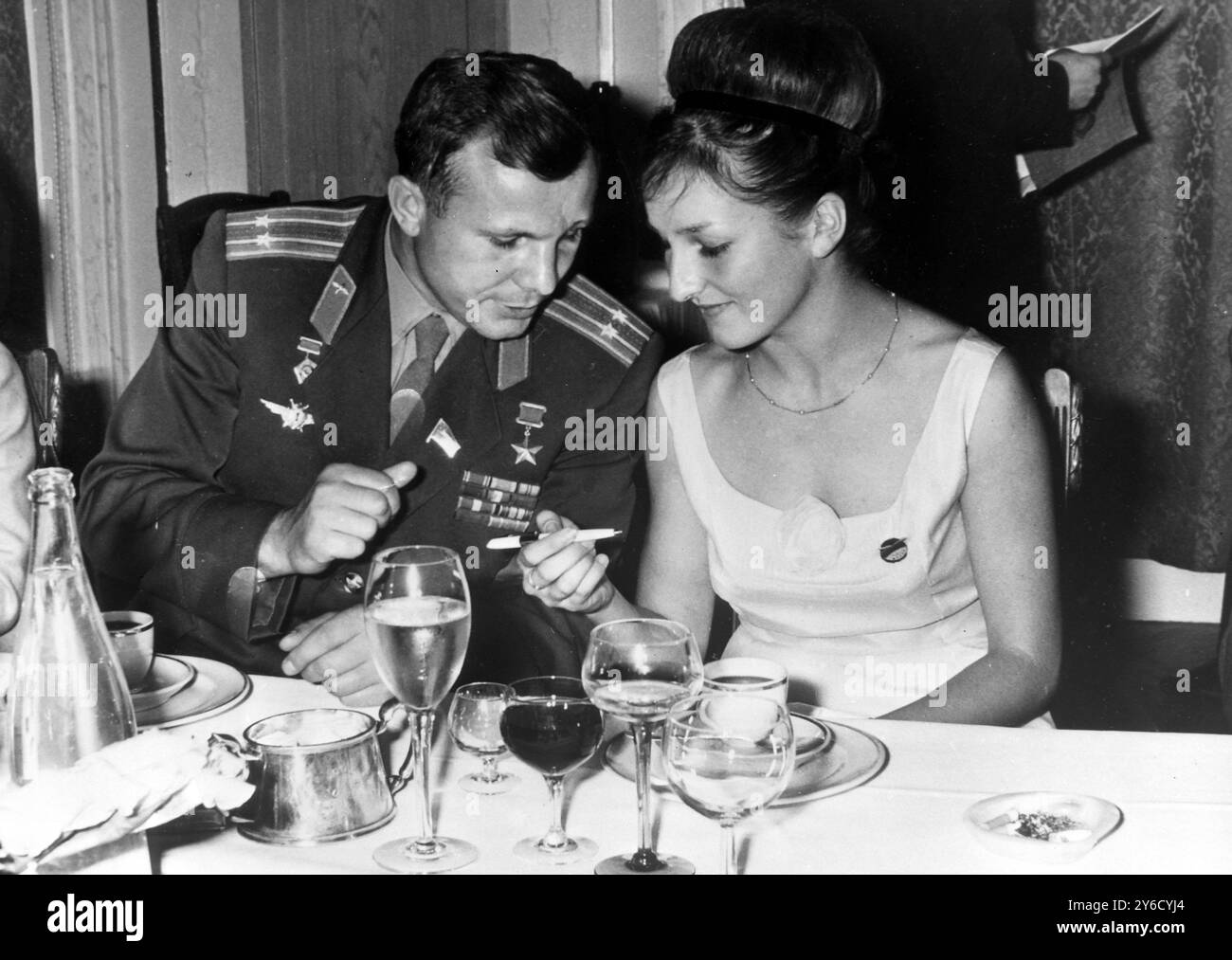 RUSSIAN COSMONAUT YURI GAGARIN WITH DANIELLE BORIS IN PARIS, FRANCE ...