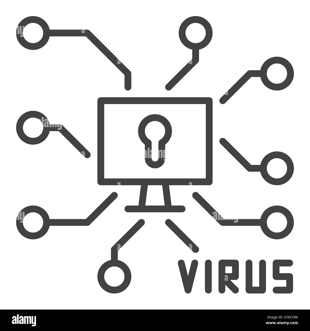 Vector PC Virus concept simple icon or sign in thin line style Stock ...