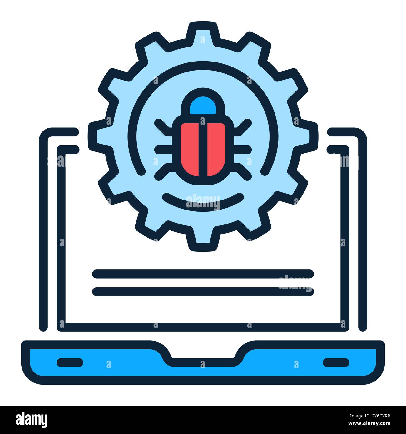 Vector Computer Virus or Bug on Laptop concept colored icon or logo ...