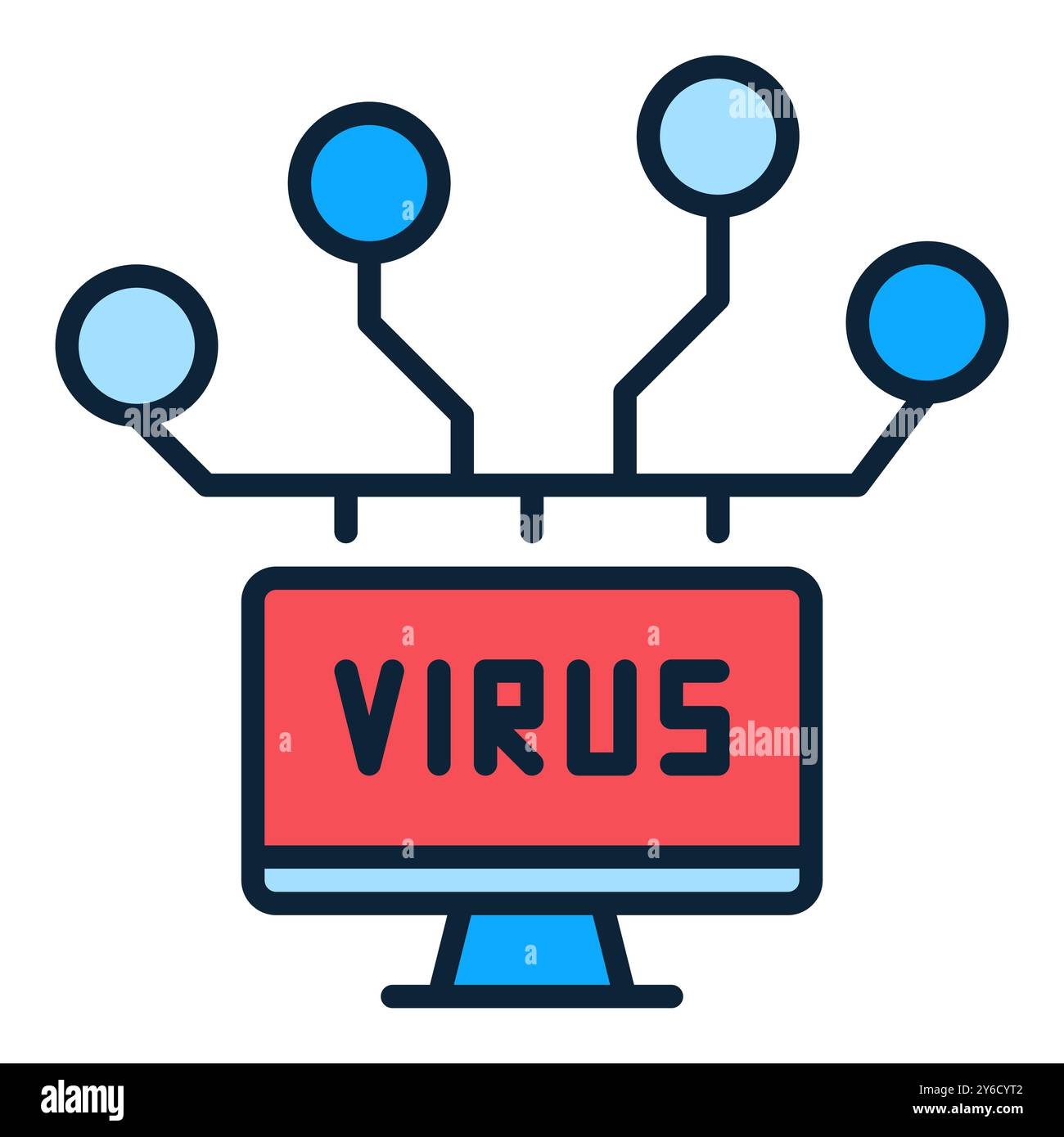 Computer Network with Virus vector concept colored icon or symbol Stock ...