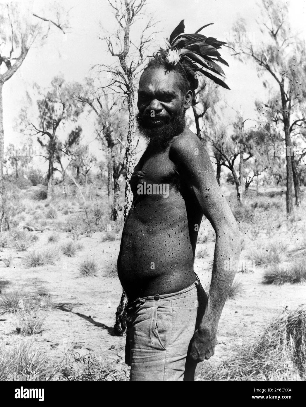 VIEW OF NATIVE TRIBESMAN ABORIGINALS IN WESTERN AUSTRALIA ; 1 OCTOBER ...