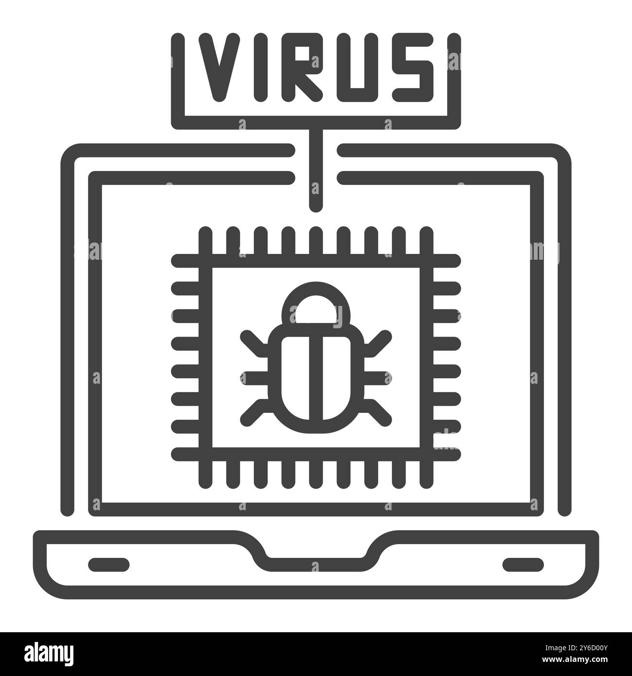 Vector Laptop with PC Viruses concept icon or symbol in outline style ...