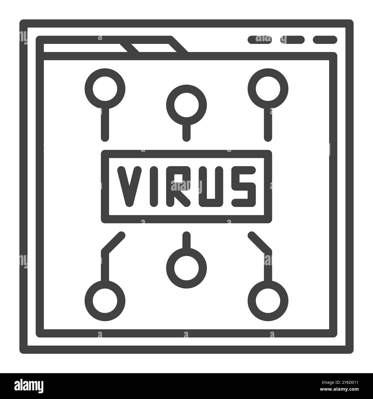 Web Browser with Virus vector concept outline icon or symbol Stock ...