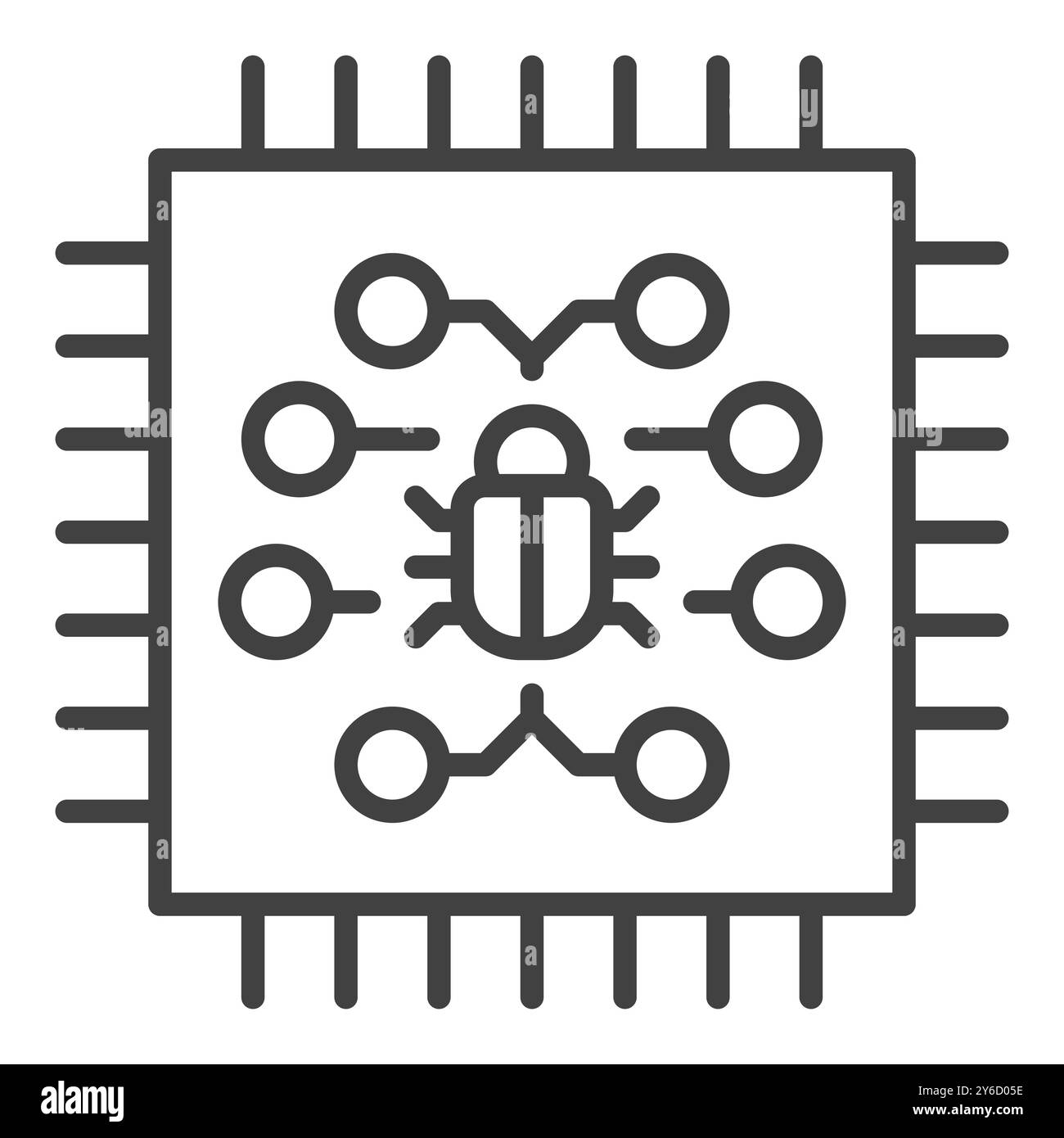 PC Chip with Virus vector concept icon or symbol in outline style Stock ...
