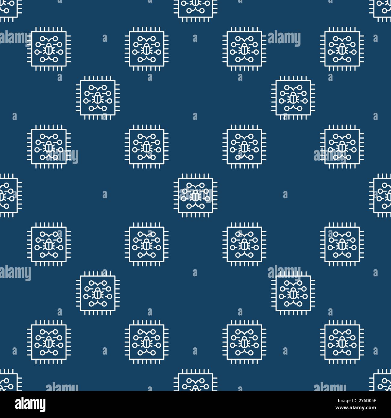PC Chip with Virus vector concept seamless pattern in outline style ...