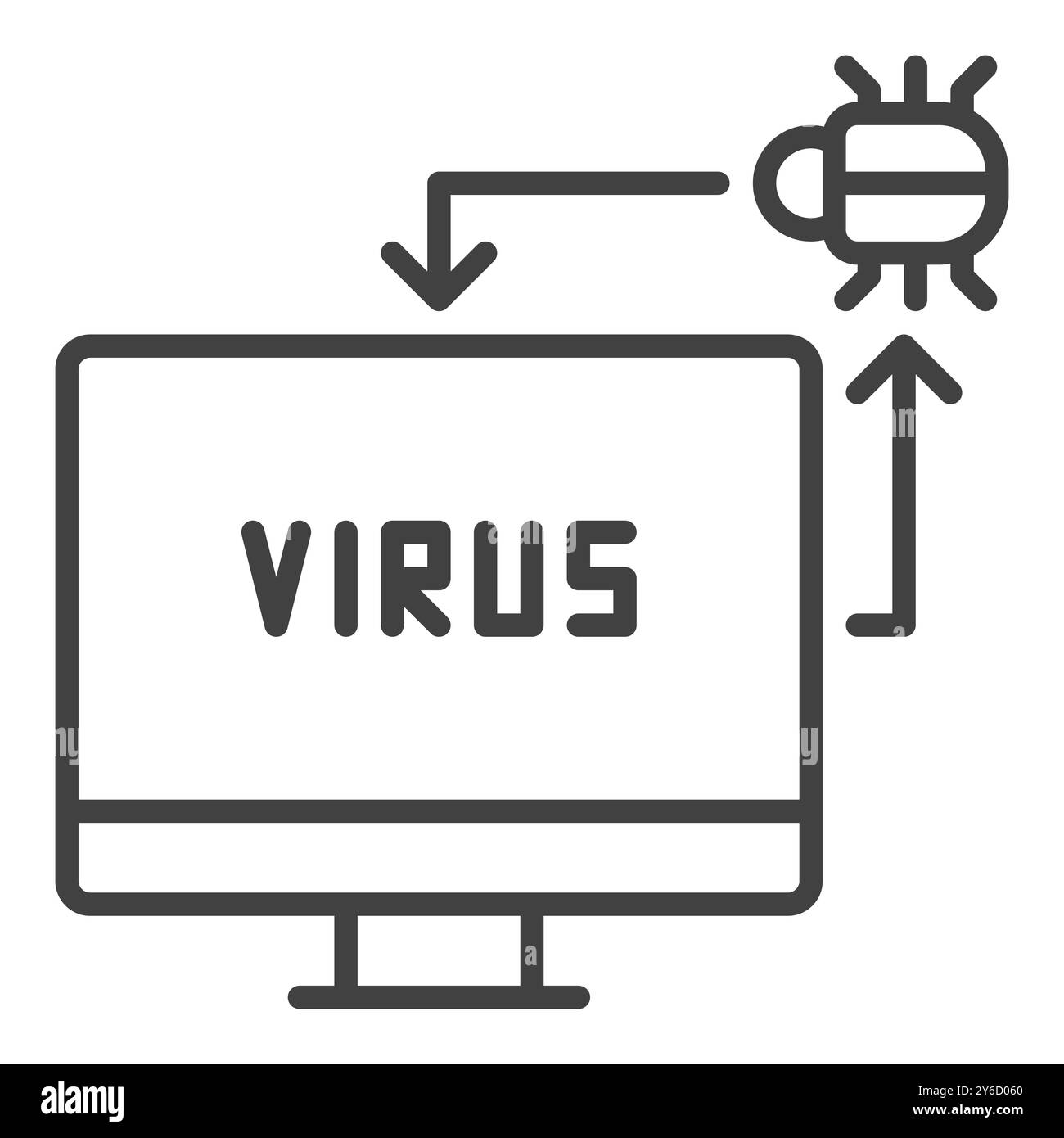 Bug in Computer vector PC Viruses concept icon or symbol in outline style Stock Vector Image ...