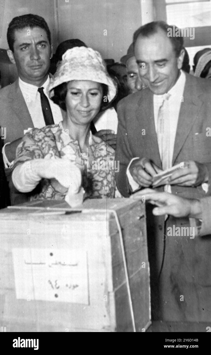 IRANIAN PREMIER ALAM WITH WIFE VOTING IN TEHERAN ; 18 SEPTEMBER 1963 ...