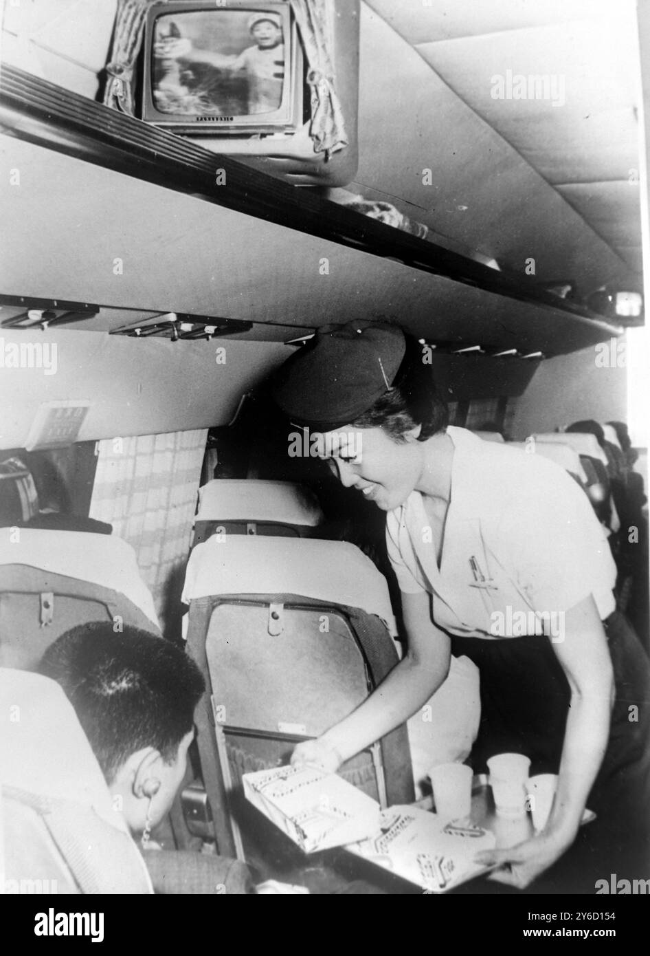 TELEVISION ON BOARD OF AIRLINER IN JAPAN ; 18 SEPTEMBER 1963 Stock ...