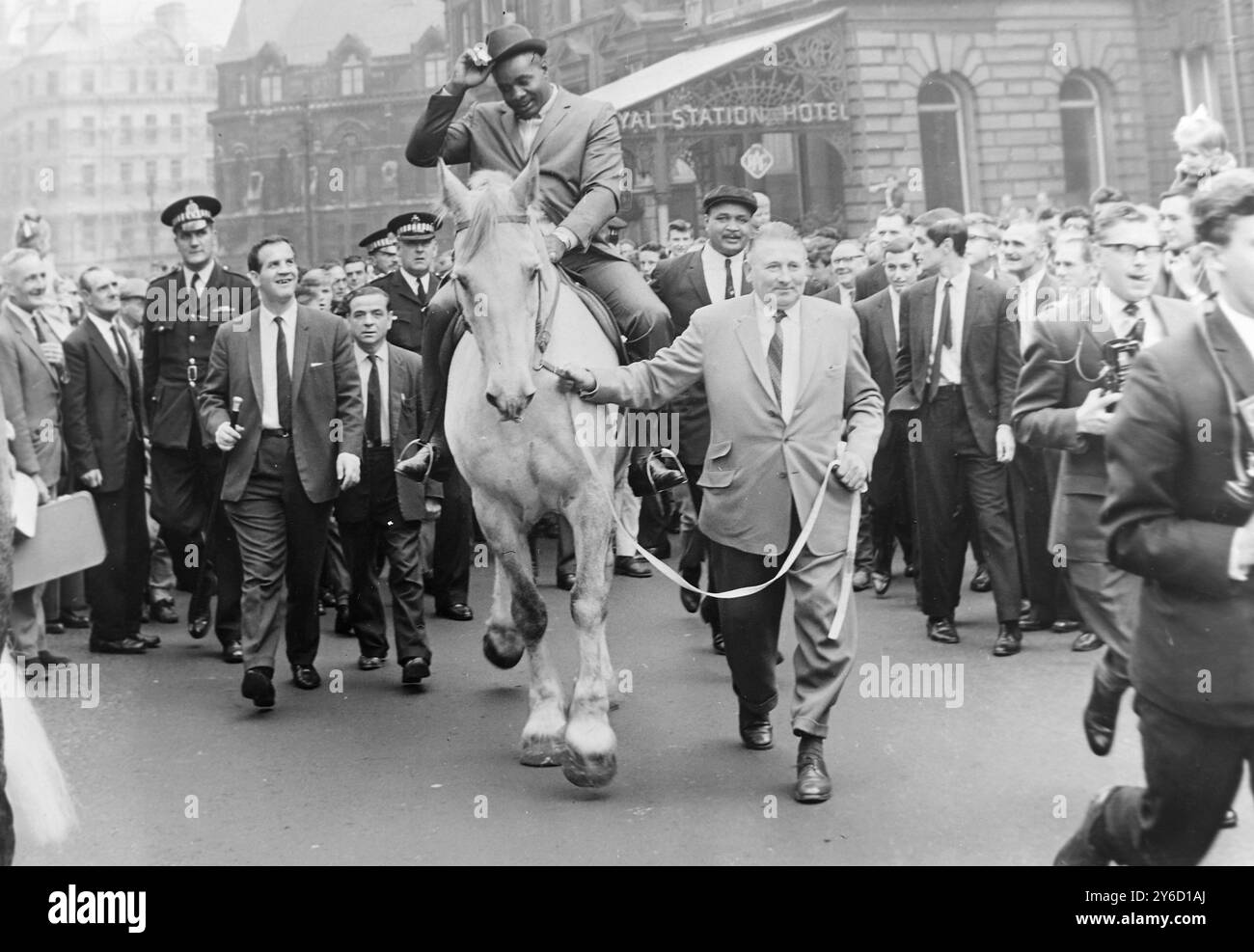 BOXER SONNY LISTON WITH ALF MOORE AND WHITE HORSE IN NEWCASTLE / ; 17 ...