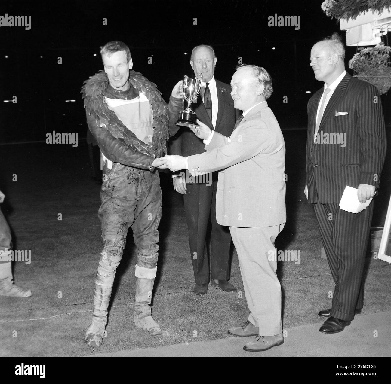 SPEEDWAY DRIVER OVE FUNDIN WINS AT WEMBLEY - TROPHY PRESENTED BY ...