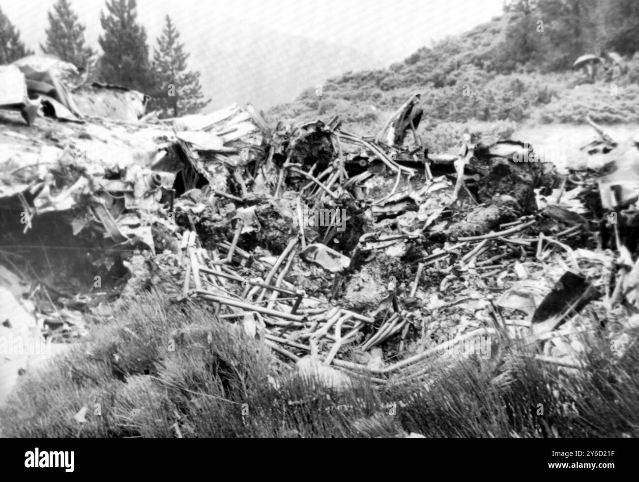 AVIATION BURNT OUT TAIL PLANE AND WRECK OF VIKING AIRLINER IN PERPIGNAN, FRANCE ; 13 SEPTEMBER ...
