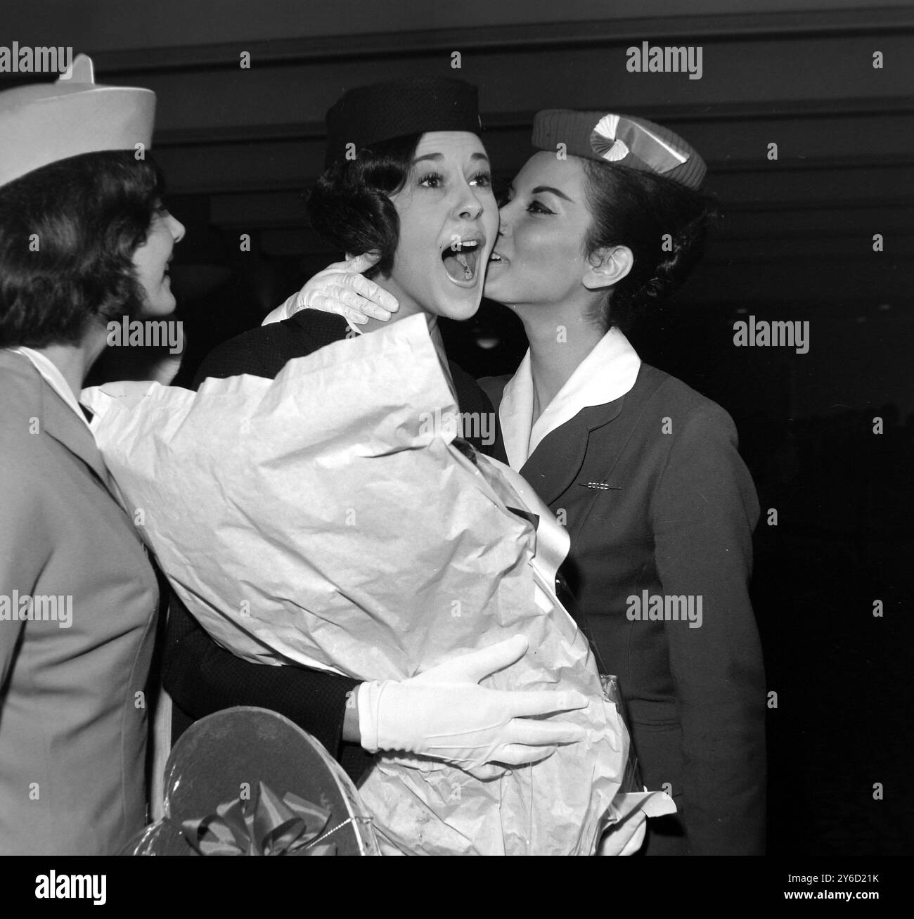 MISS AVIATION JUDITH SILBURN AT LONDON AIRPORT WITH MARY MAMIGONIAN ...