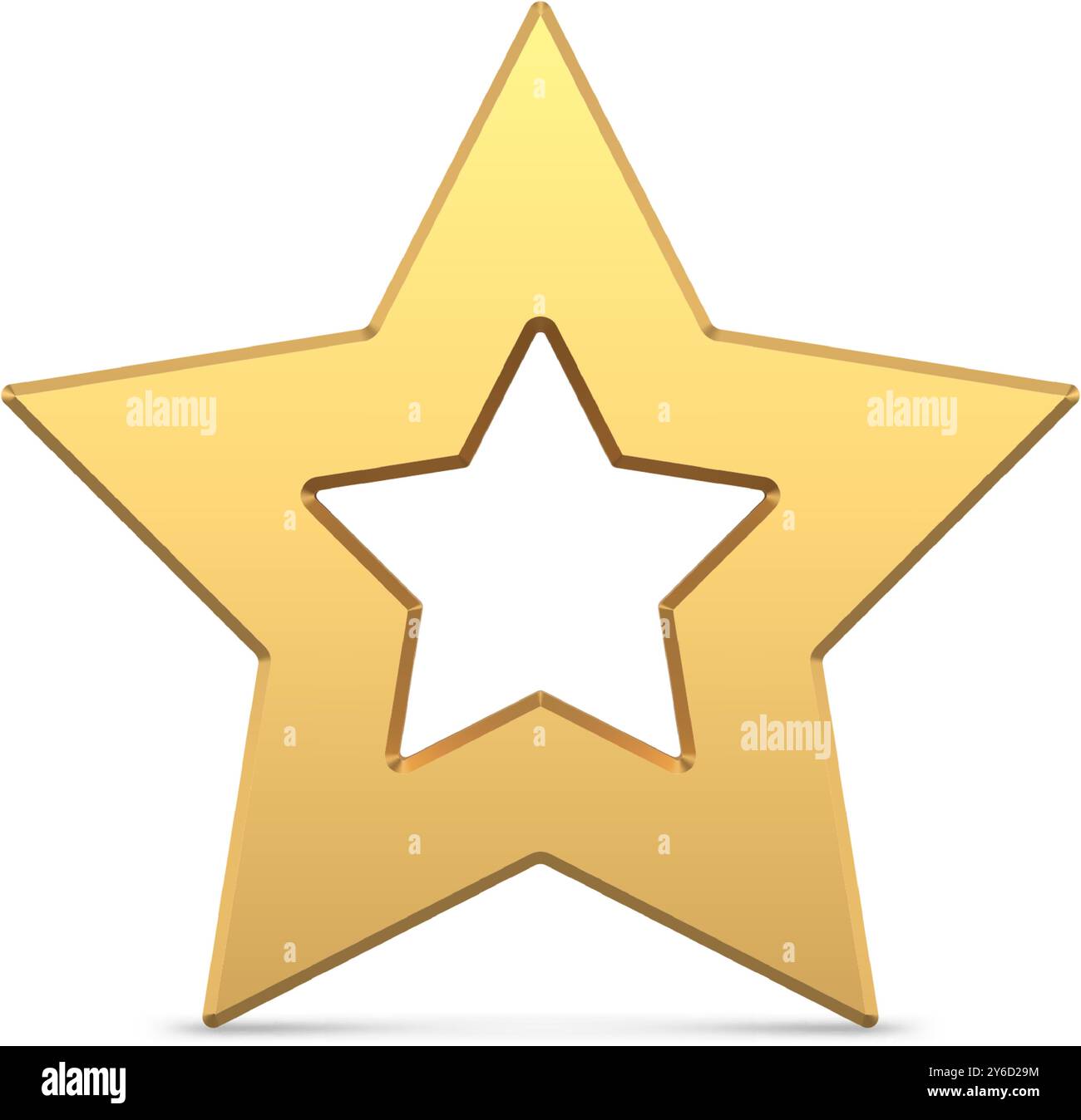 Bright luxury golden five pointed star border angled metallic surface ...