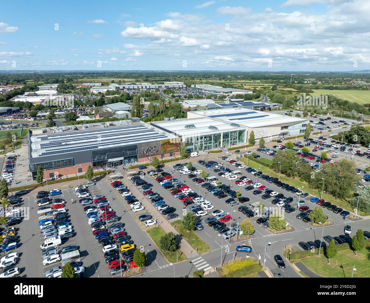 Aerial view of Vangarde Shopping Park, York Stock Photo - Alamy