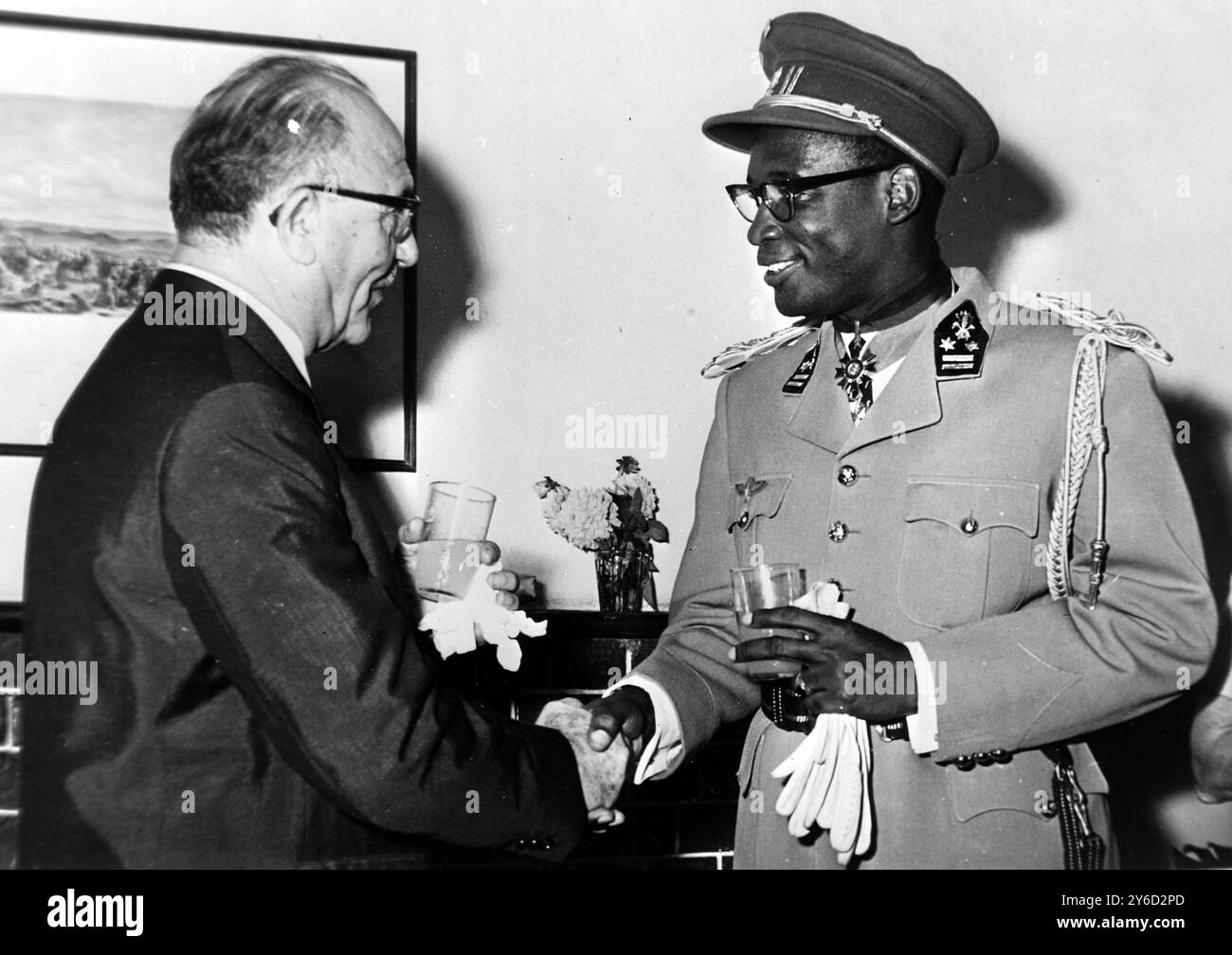 GENERAL JOSEPH MOBUTU WITH PARACHUTE WINGS AND ISRAELI PREMIER LEV ...