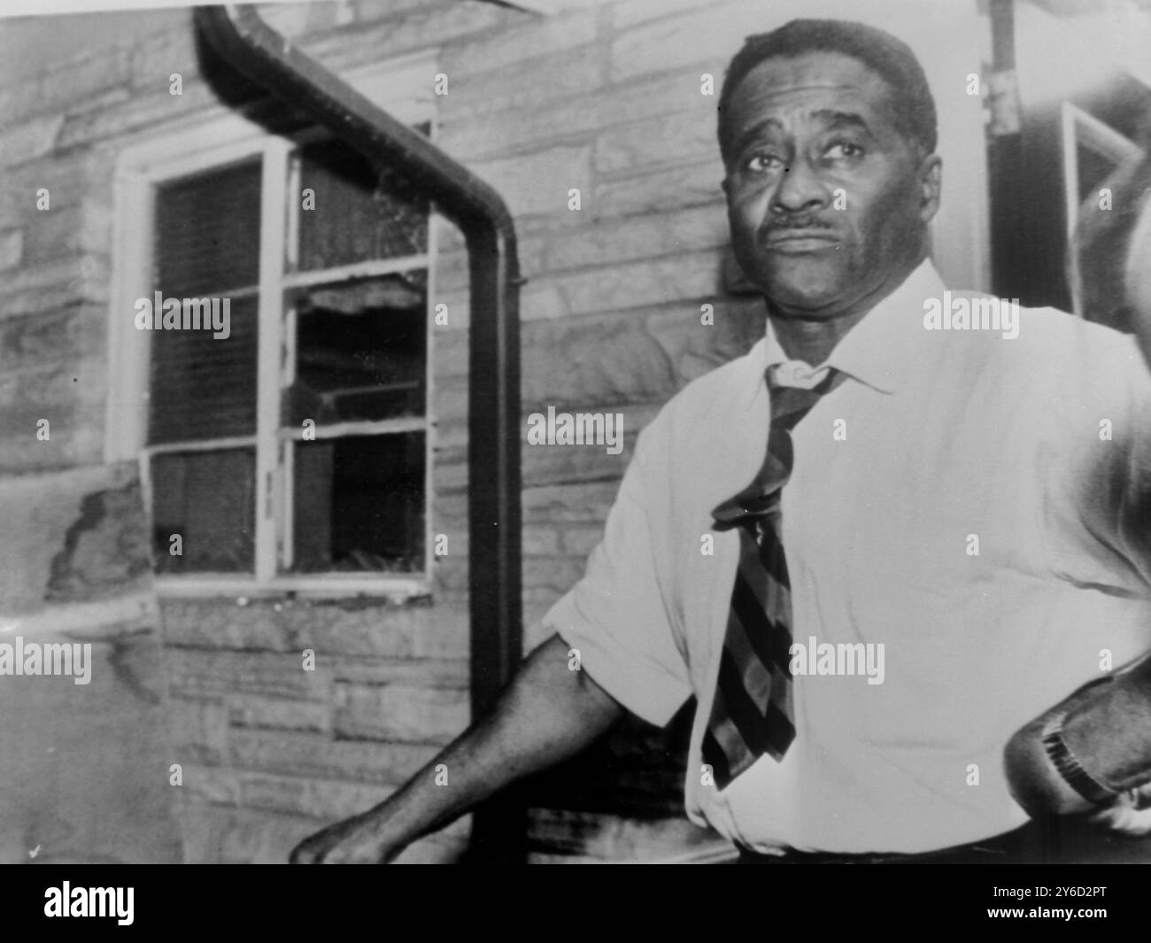RACIAL SEGREGATION MR ARTHUR SHORES OUTSIDE WRECKED HOME IN ALABAMA ; 5 ...