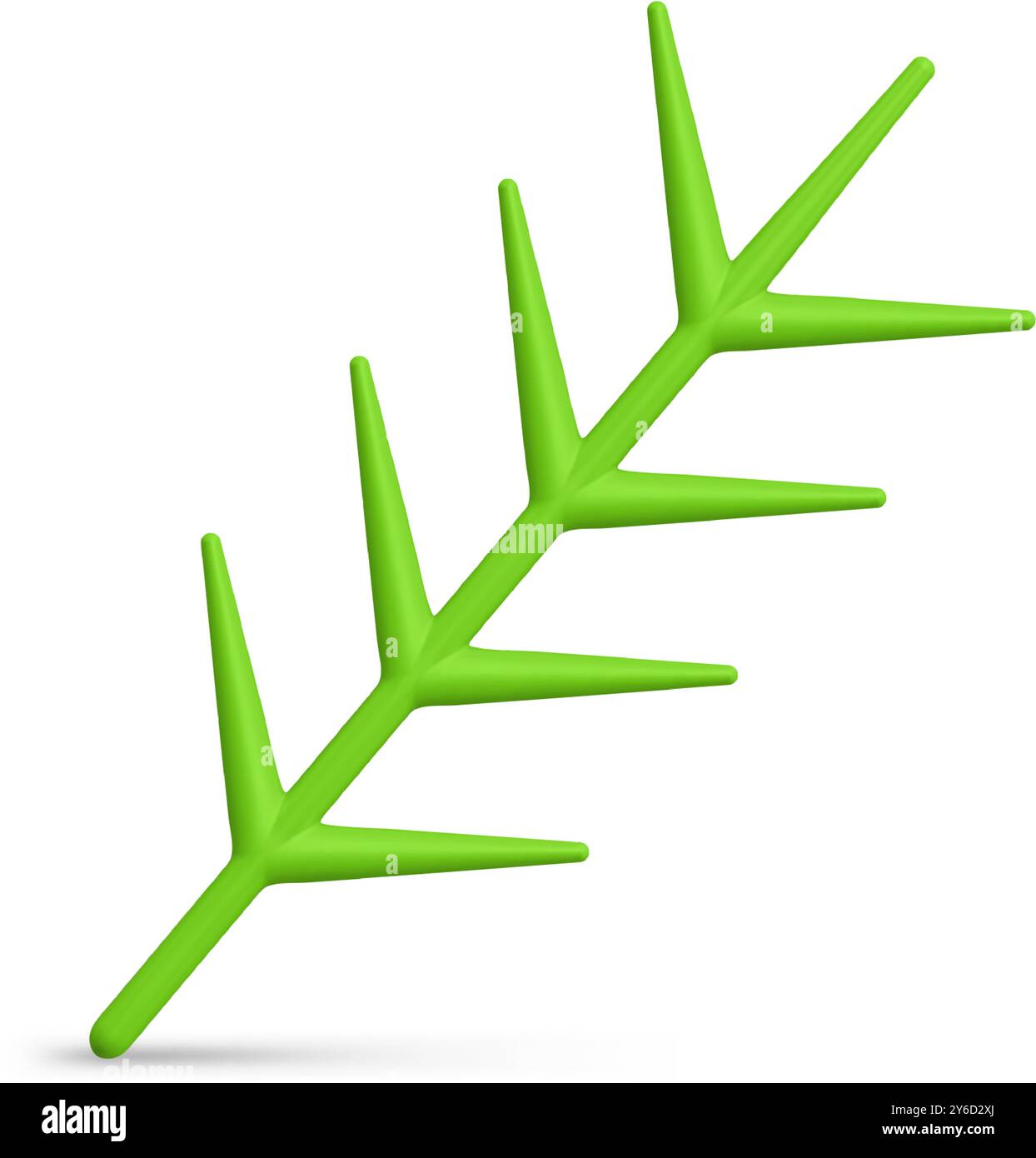 Vertical green branch with sharp needles realistic Christmas glossy ...