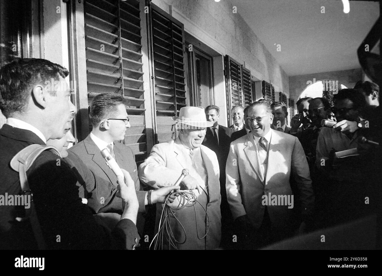 SOVIET PRIME MINISTER NIKITA KHRUSHCHEV WITH PRESIDENT OF YUGOSLAVIA ...