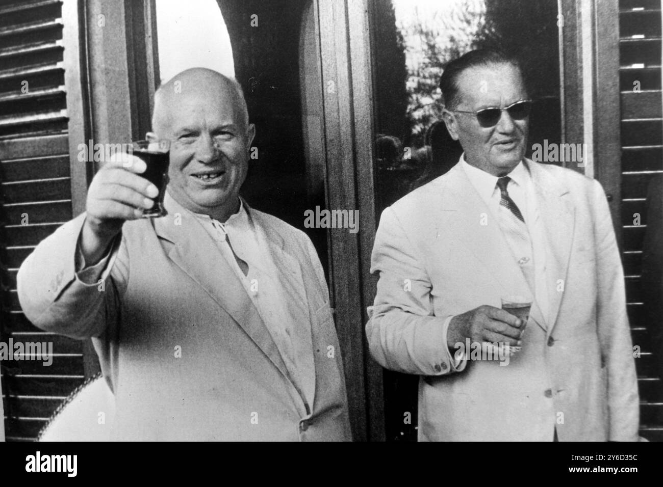 SOVIET PRIME MINISTER NIKITA KHRUSHCHEV WITH PRESIDENT OF YUGOSLAVIA ...