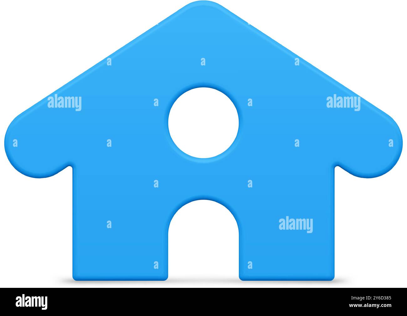 Minimalist blue countryside house with window and triangle roof front ...