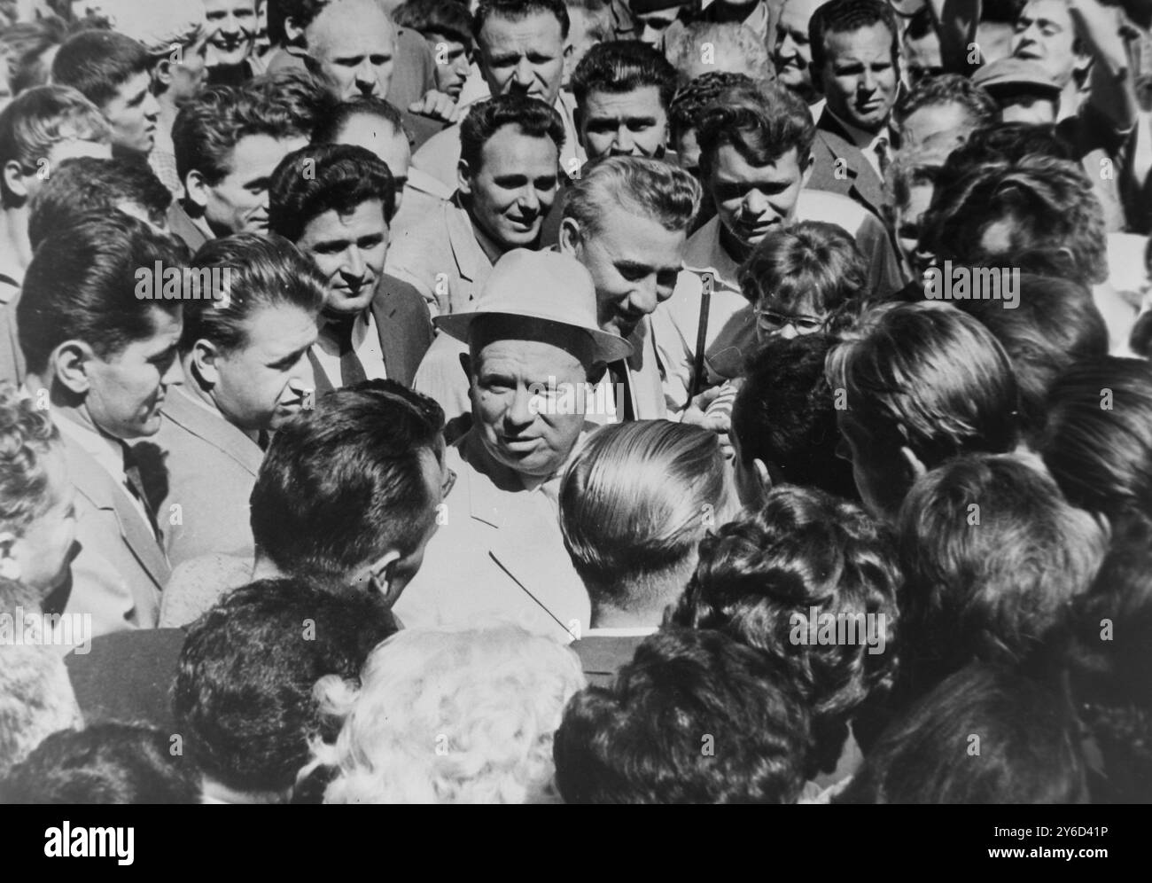 SOVIET PRIME MINISTER NIKITA KHRUSHCHEV WITH SHIPYARD WORKERS IN SPLIT ...