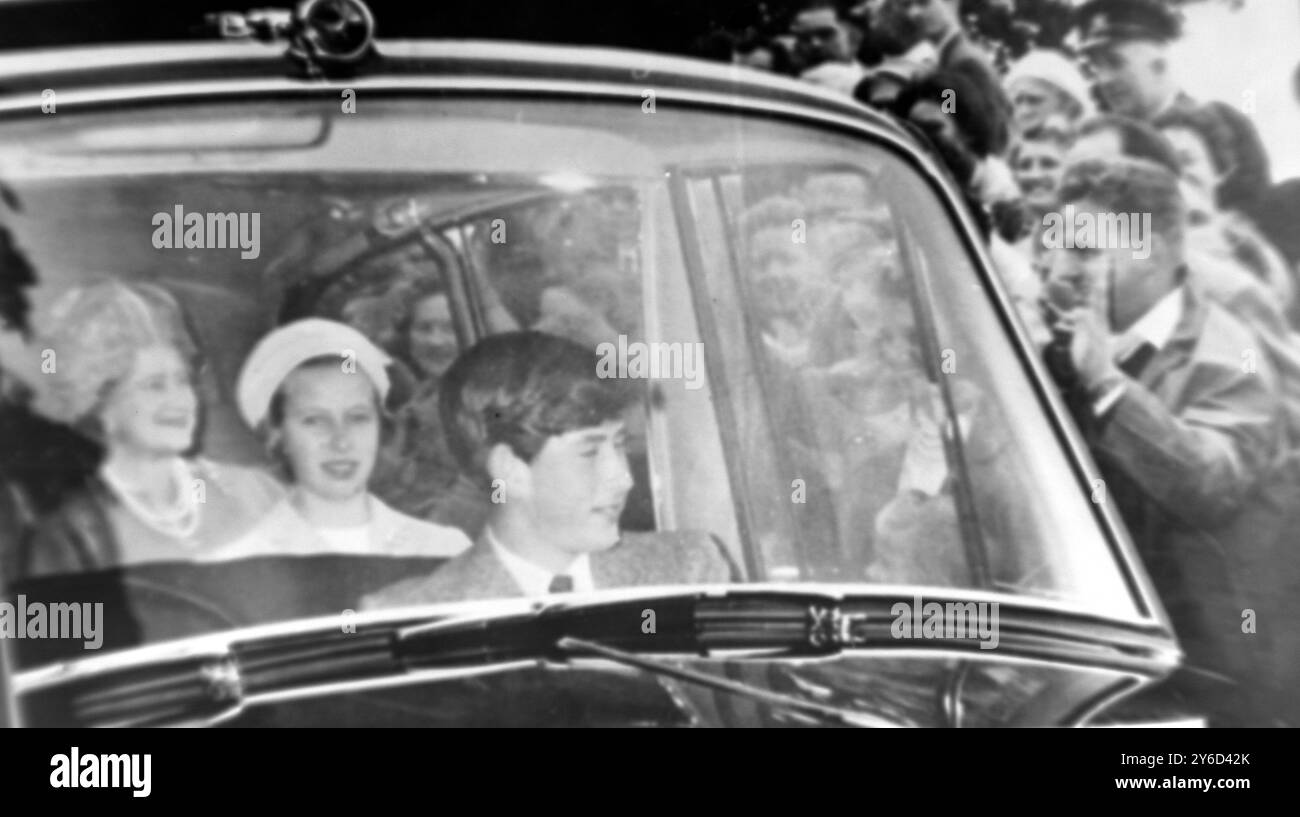 PRINCE CHARLES DRIVING TO CHURCH WITH FAMILY IN CRAITHIE, SCOTLAND ; 26 ...