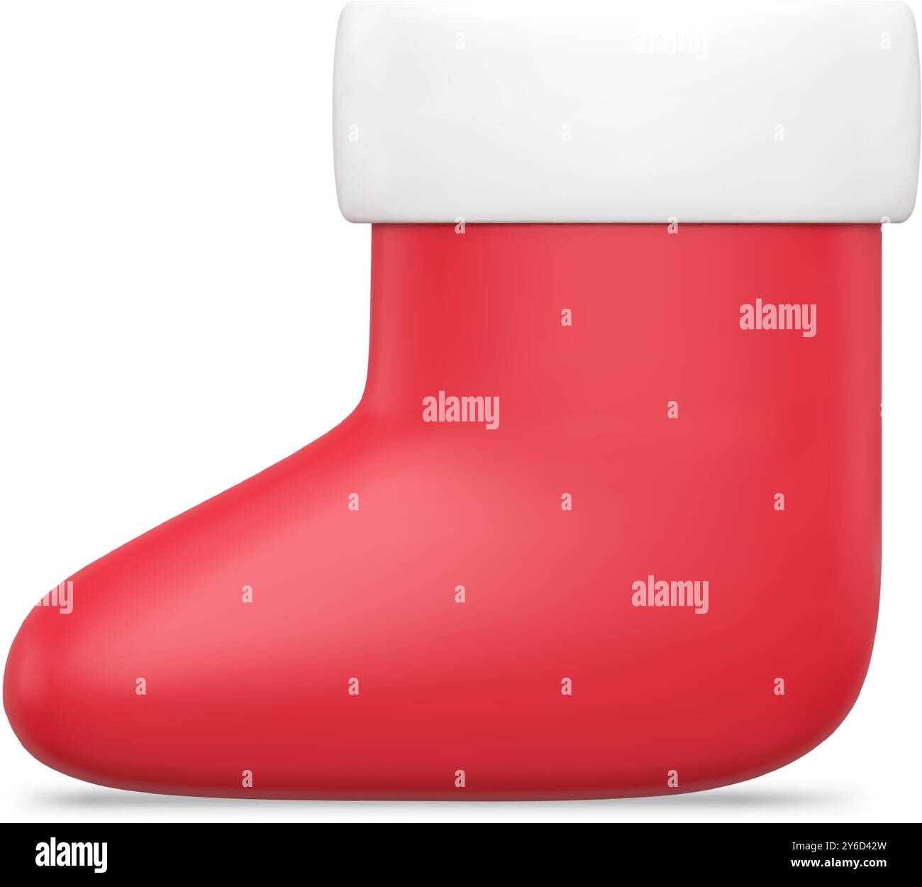 Red realistic Santa Claus shoe with white fur 3d template side view ...