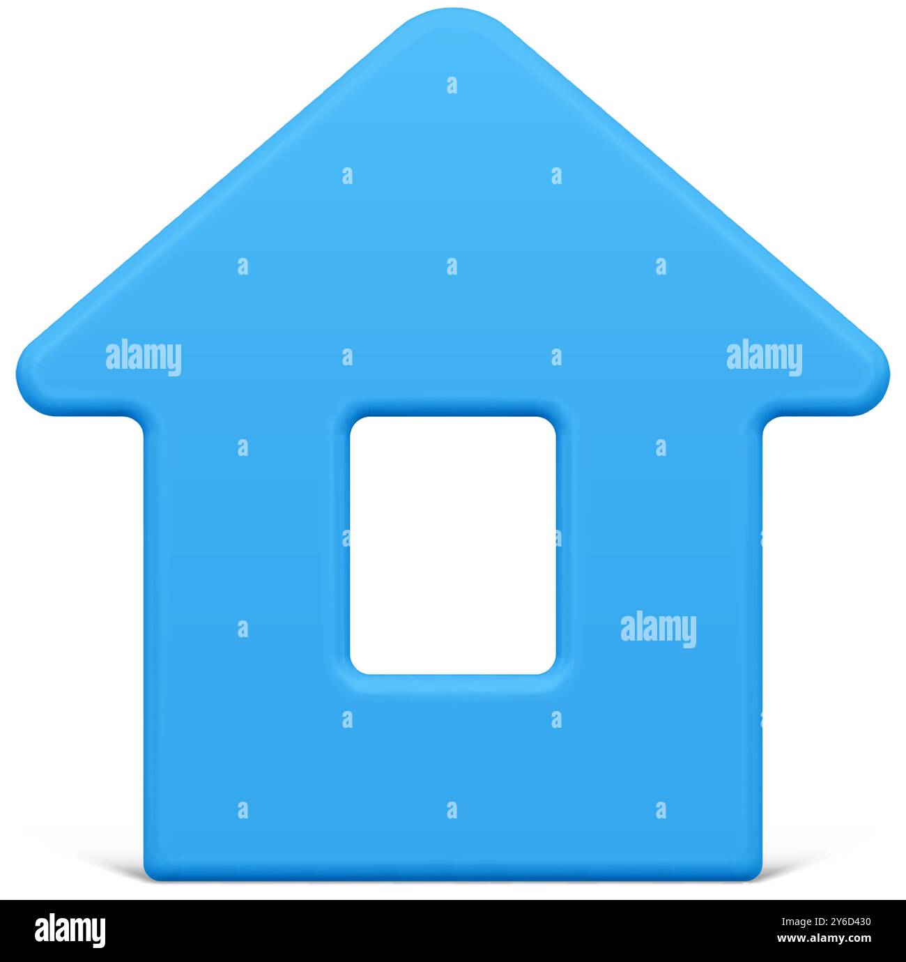 Minimalist blue countryside house with window and triangle roof front ...