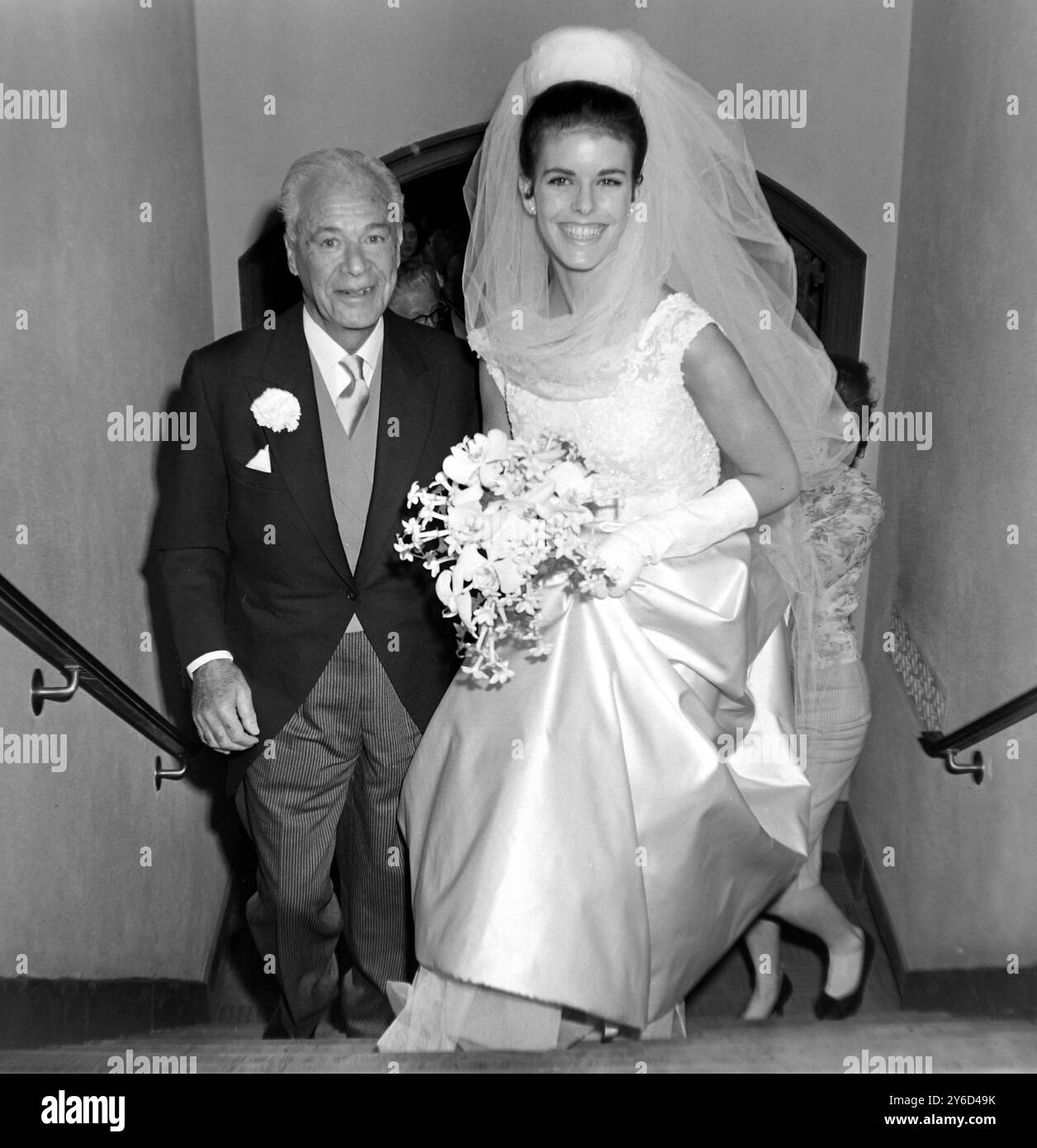 WEDDINGS STEPHANIE WANGER ARRIVES WITH FATHER WALTER AT CHURCH IN NEW ...