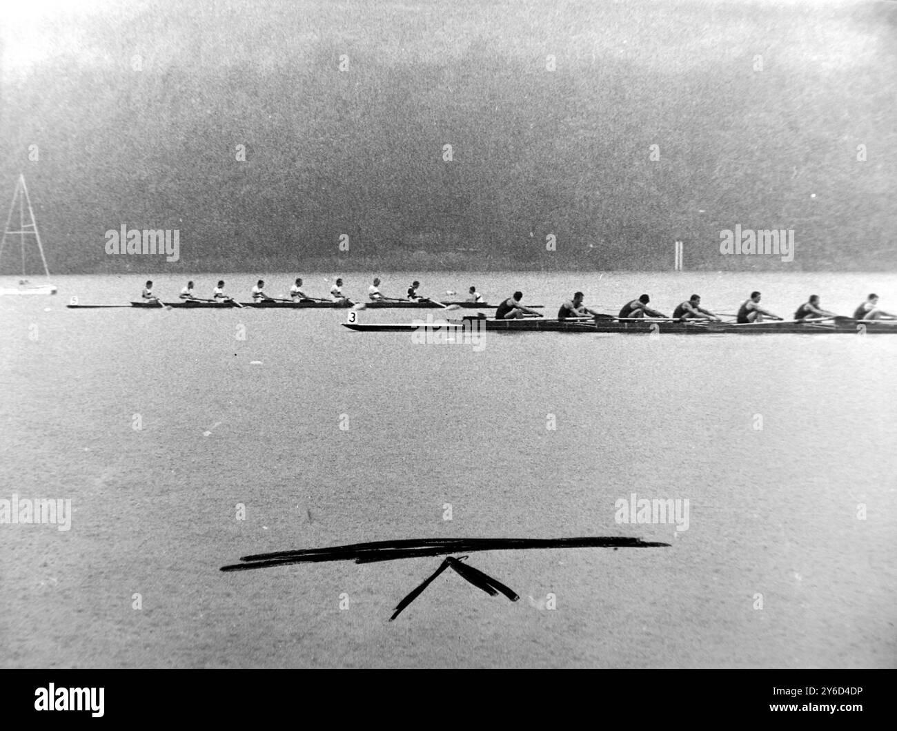 ROWING EUROPEAN CHAMPIONS GERMAN 8 CROSSING FINISH LINE SCULL IN ...