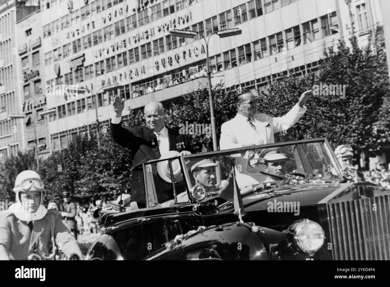 SOVIET PRIME MINISTER NIKITA KHRUSHCHEV WITH PRESIDENT OF YUGOSLAVIA ...