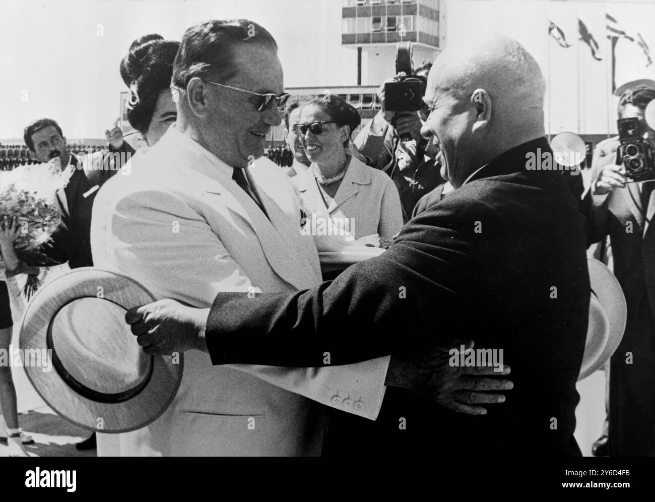 SOVIET PRIME MINISTER NIKITA KHRUSHCHEV WITH PRESIDENT OF YUGOSLAVIA ...