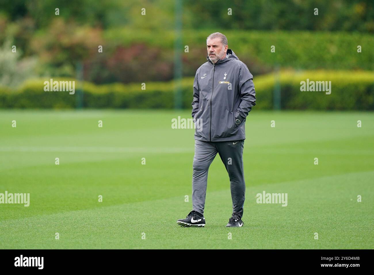 Tottenham Hotspur manager Ange Postecoglou during a training session at ...