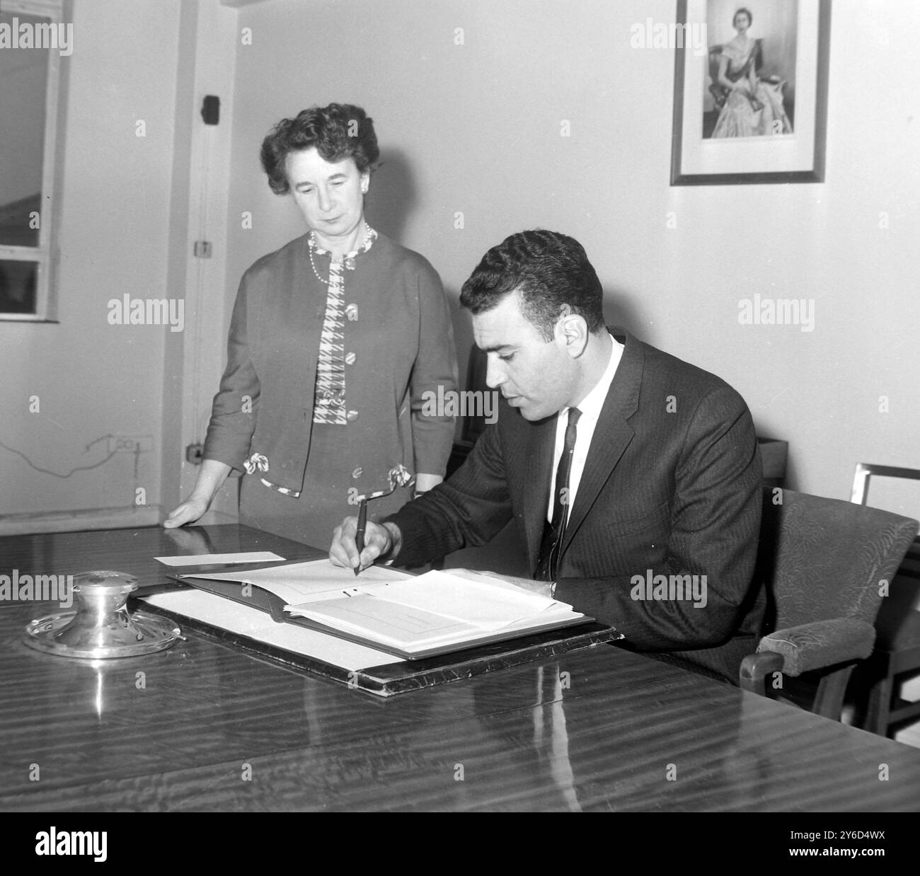 NUCLEAR TEST BAN AGREEMENTS - MOHAMMED KELLOU OF ALGERIA SIGNS TREATY ...