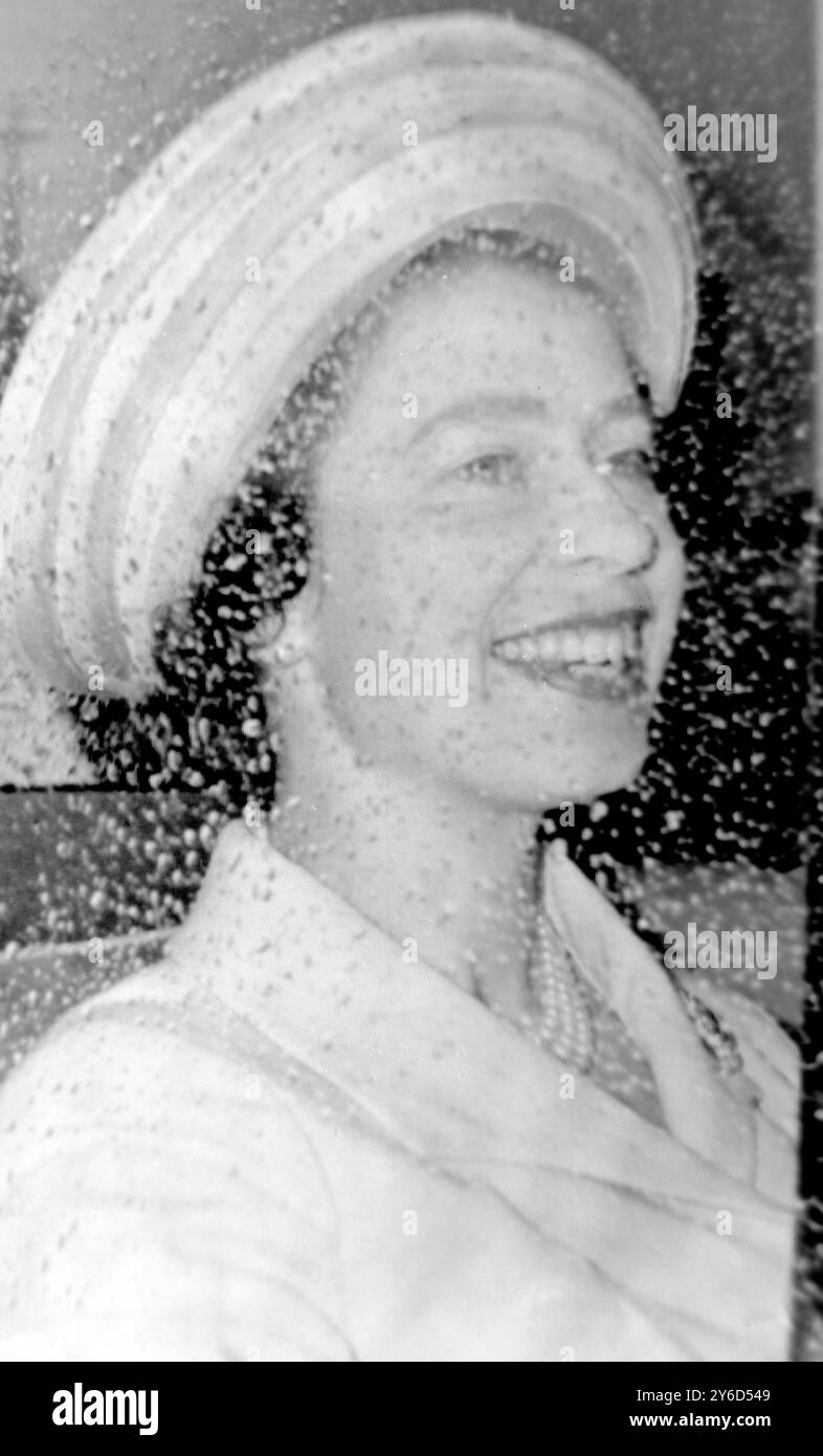 QUEEN ELIZABETH II SEEN THROUGH RAIN WINDOW ON HER WAY TO CRATHIE ...