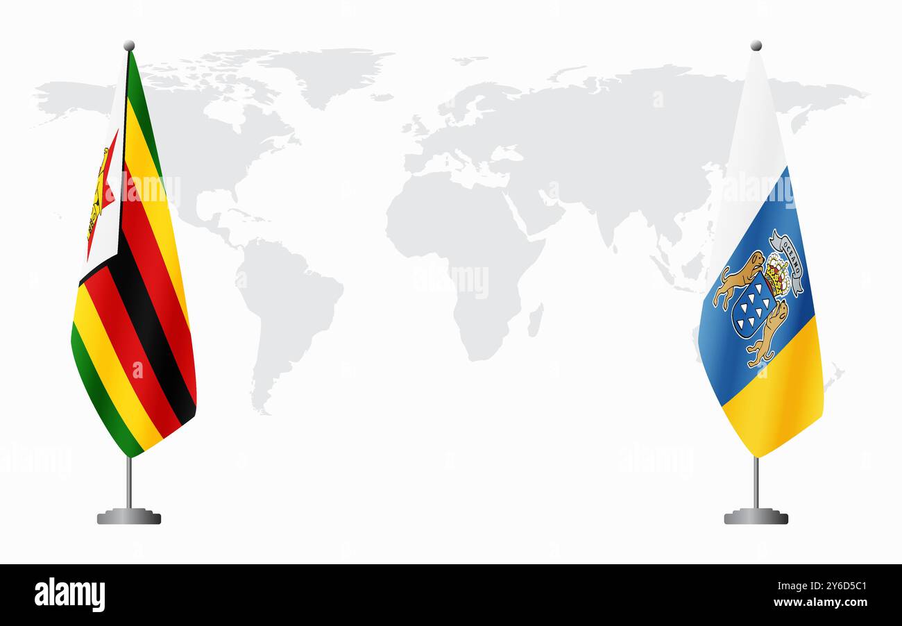 Zimbabwe and Canary Islands flags for official meeting against ...